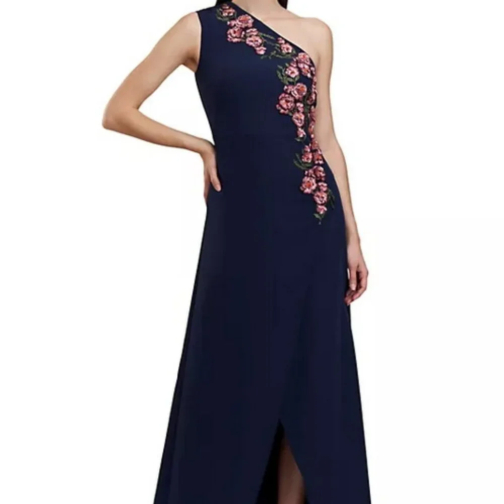 Kay Unger | Dresses | Kay Unger Midnight Blue Nadine Floral Embroidered ...